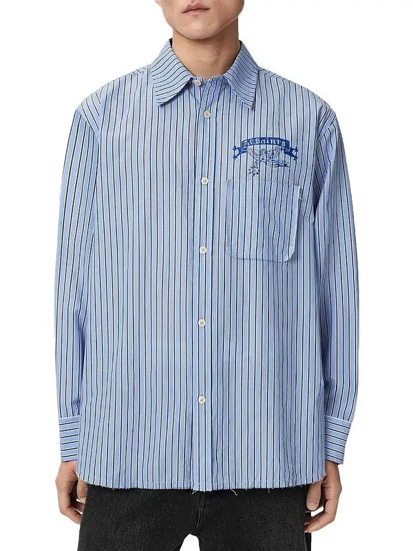 ALLSAINTS Norte Long Sleeve Shirt - Lakehouse Blue