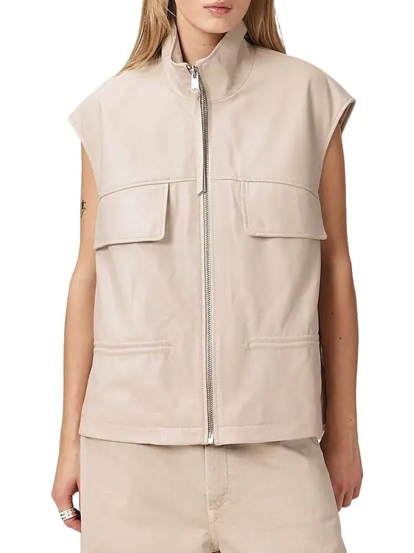ALLSAINTS Flor Leather Vest - Antique White