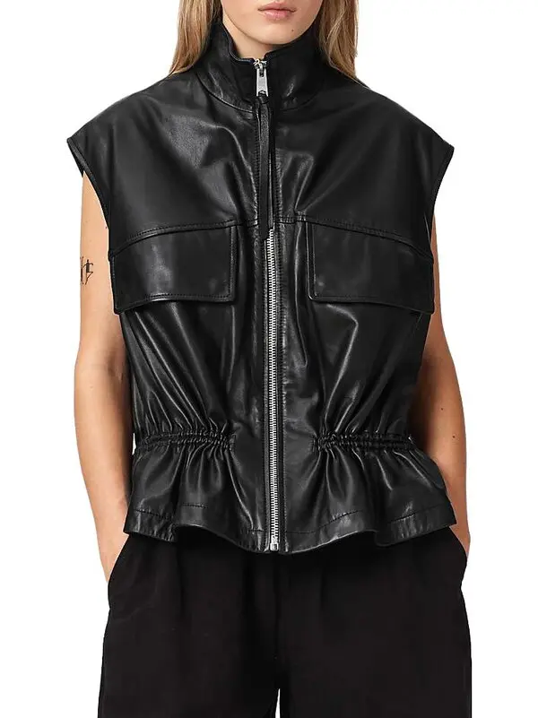 ALLSAINTS Flor Leather Vest - Black