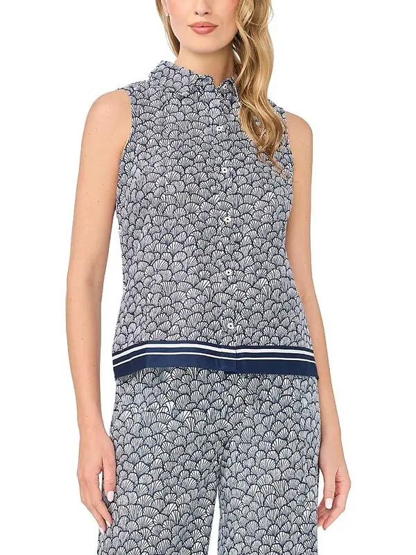 CECE DUPRAZ Sleeveless Shirt With Classic Collar - Classic Navy