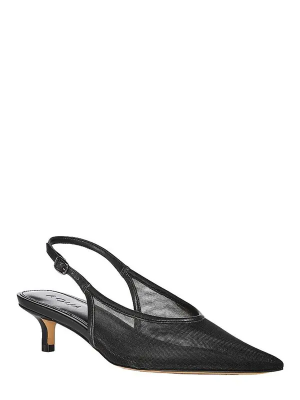 Aqua Kitie Mesh Slingback Pumps - Black Mesh