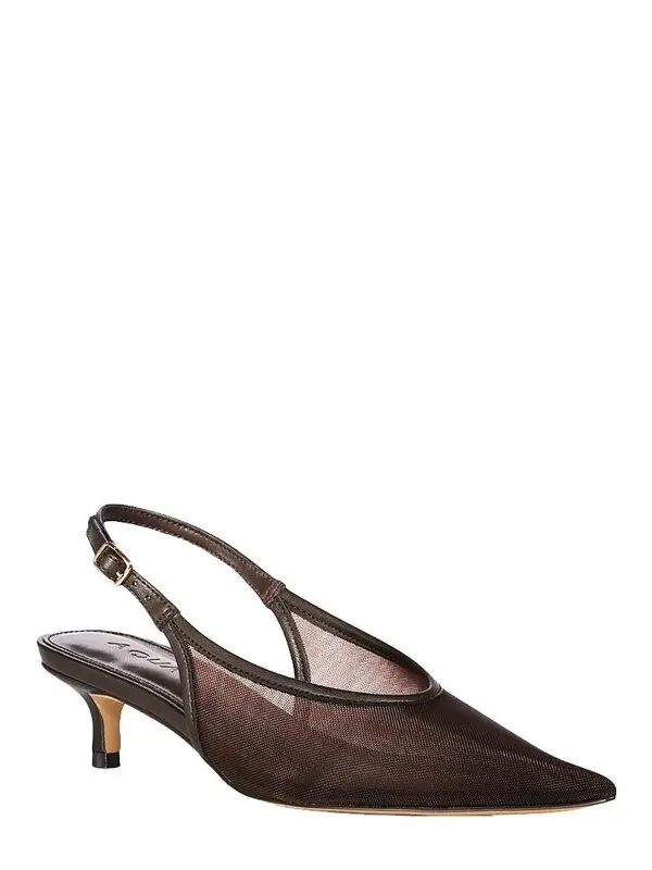 Aqua Kitie Mesh Slingback Pumps - Brown Fine Mesh