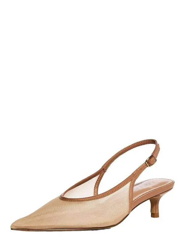 Aqua Kitie Mesh Slingback Pumps - Nude Mesh