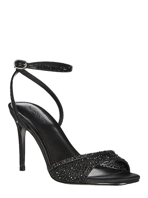 Aqua Naya Embellished Mesh High Heel Sandals - Black Multi