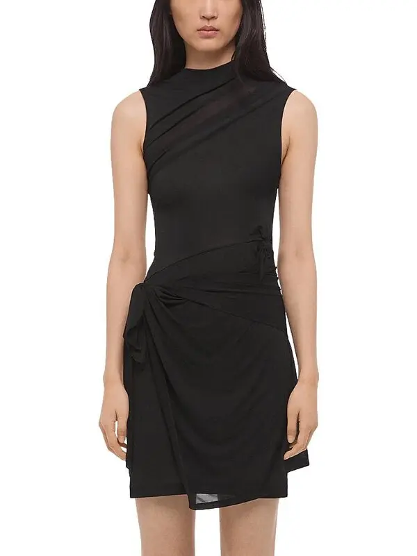 Helmut Lang Draped Knot Mini Dress - Black