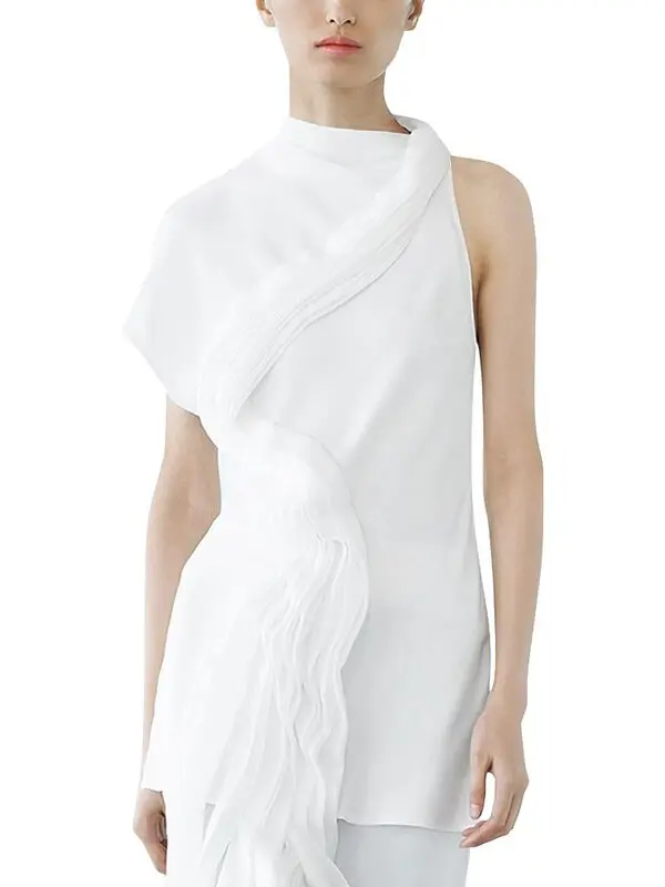 Tove Yareli Draped Top With Silk Trim - White