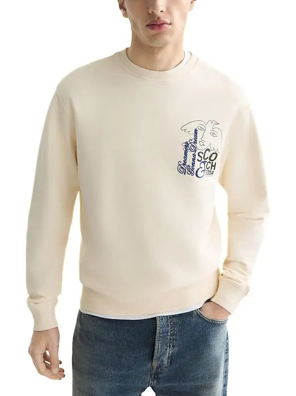 Scotch & Soda Logo Graphic Crewneck Sweatshirt - Eggnog