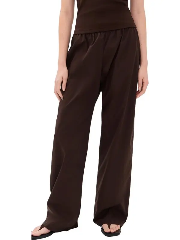 Donni. Poplin Wide Leg Pants - Espresso