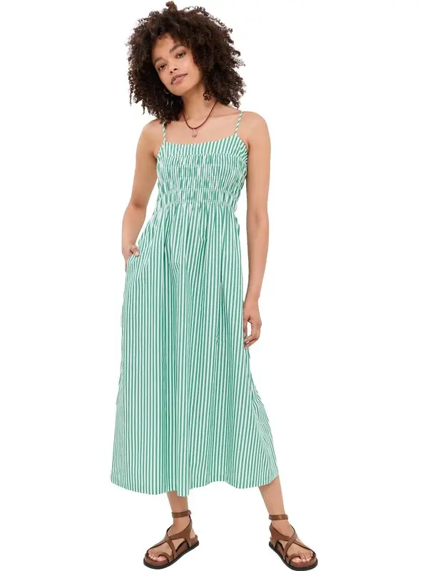 Rails Primrose Striped Midi Dress - Emerald Stripe