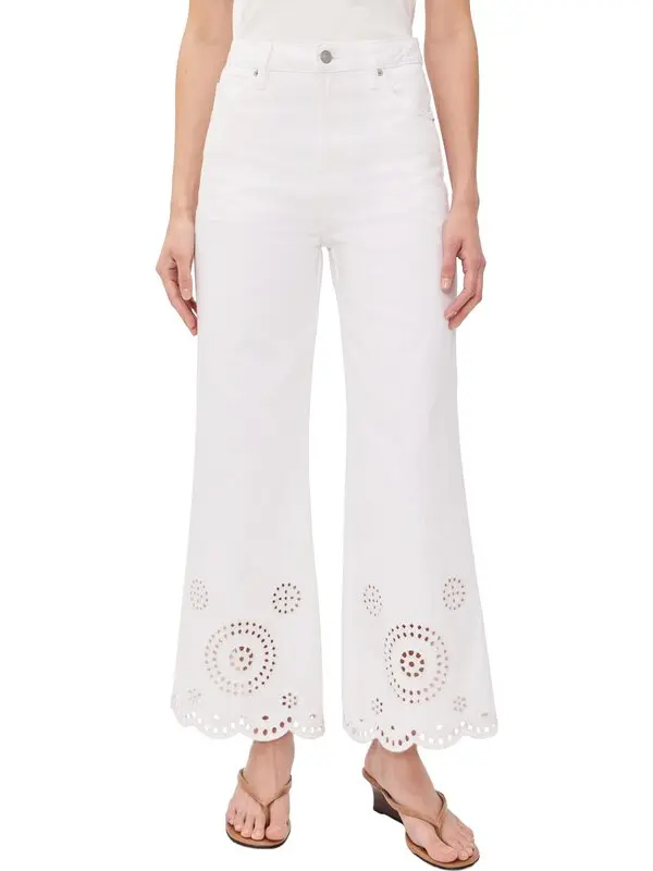 FRAME Eyelet Wide Flare Jeans - White