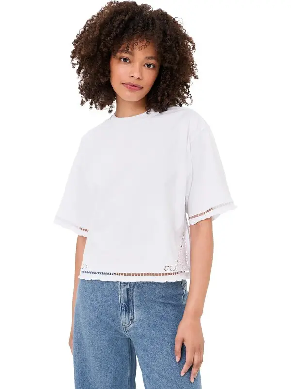 Madewell Boxy Tee With Scalloped & Embroidered Eyelet Details - Eyelet White