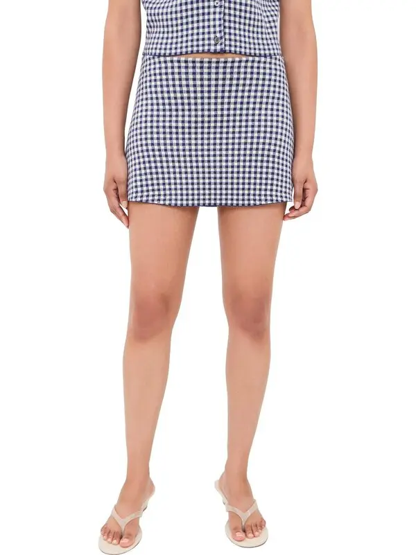 Good American The Keepsake Skort In Gingham Checks - Navy Gingham
