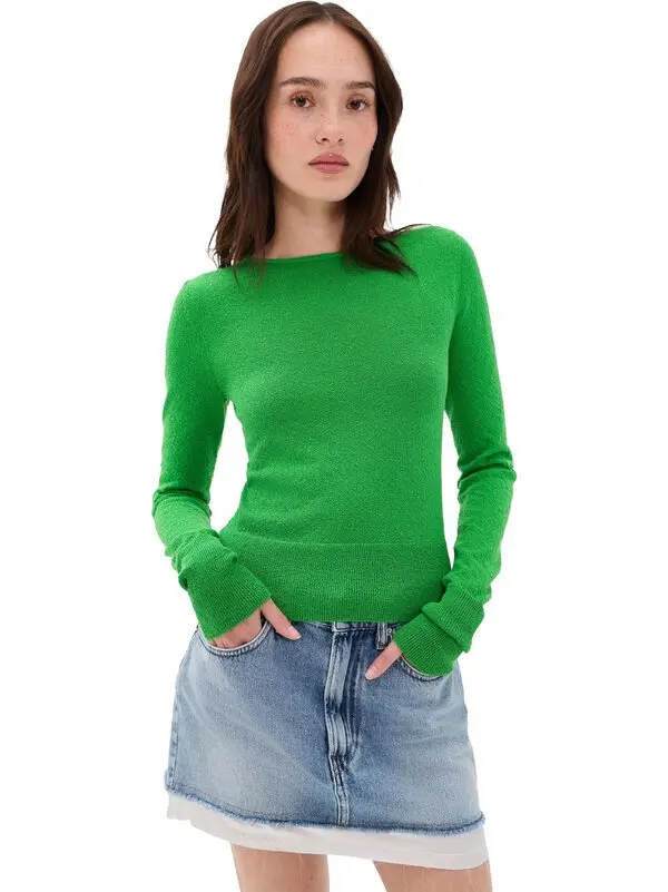 AKNVAS Lily Lace-up Knit Top - Green
