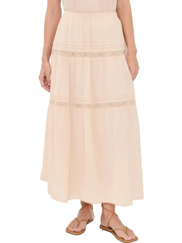 Paige Andres Tiered Lace Maxi Skirt - Light Peach