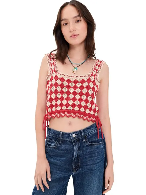 MOTHER The Square Top Checkered Knit Tank - Sink Or Swim