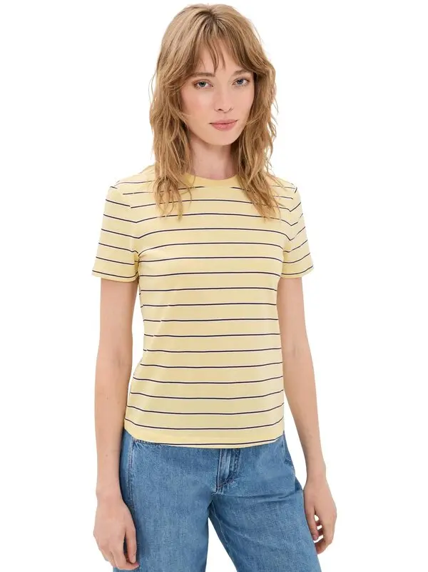 Staud Classic Crew Tee Striped Lightweight Jersey - Monday Stripe