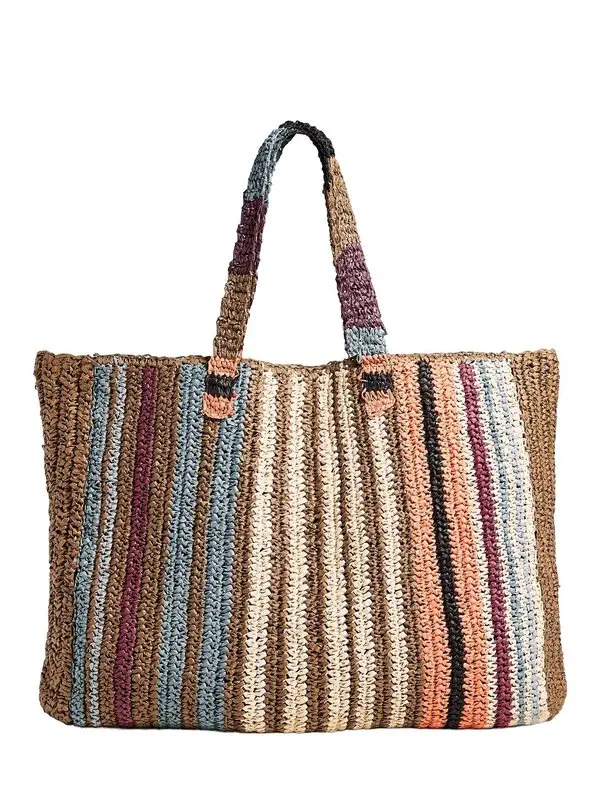 Faherty Brand Straw Stripe Beach Tote - Canyon Stripe