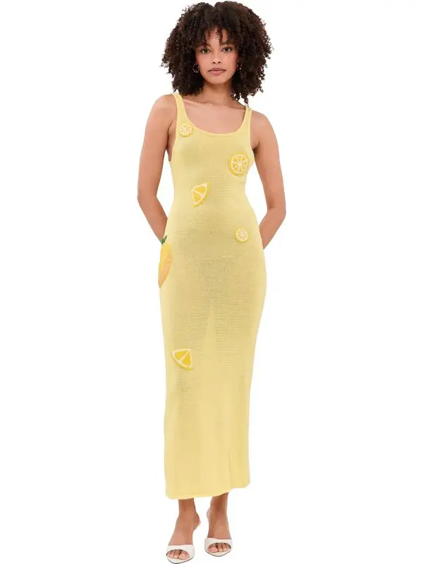LESLIE AMON Citron Knit Tank Dress - Lemon