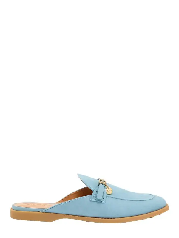 TOD'S Nubuck Sliders With Logo Tag - Blue