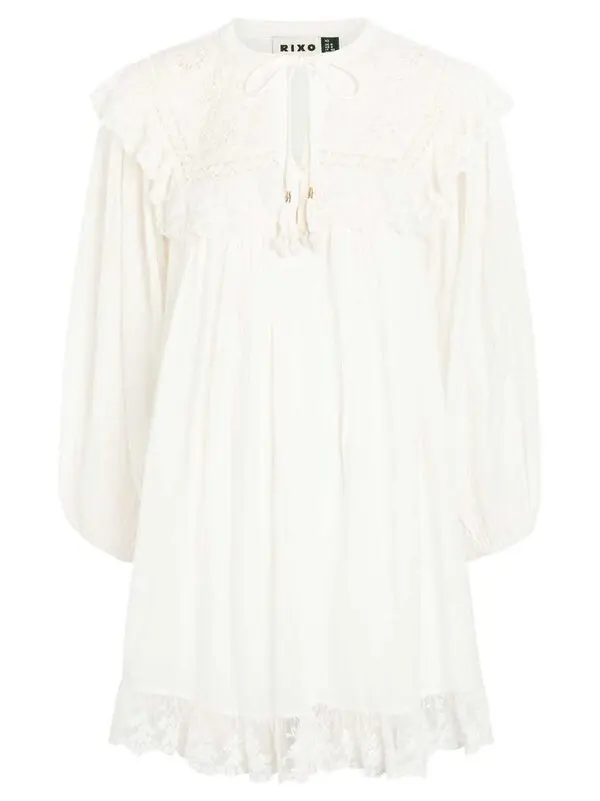 Rixo Embroidered Cotton Mini Dress - Ivory