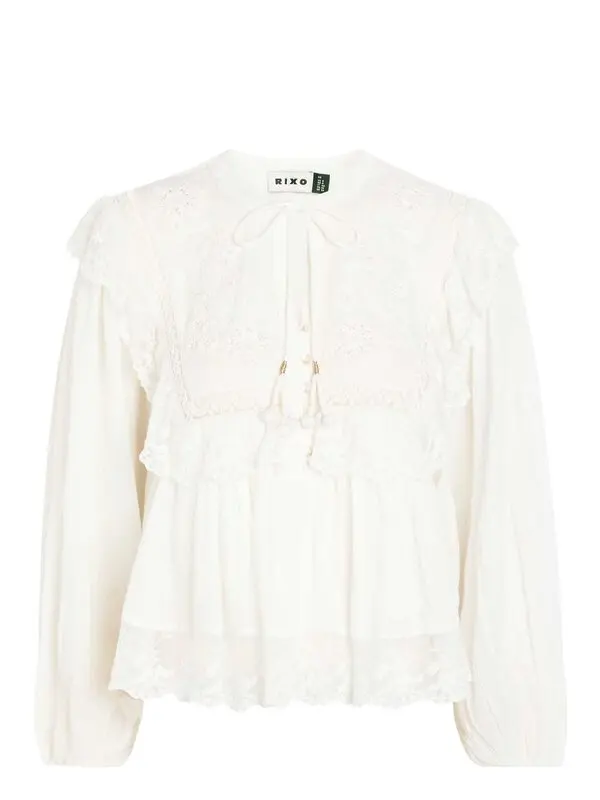 Rixo Diann Embroidered Cotton Top - Ivory