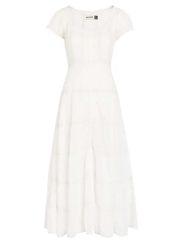 Rixo Jaclyn Broderie Anglaise Cotton Midi Dress - Ivory