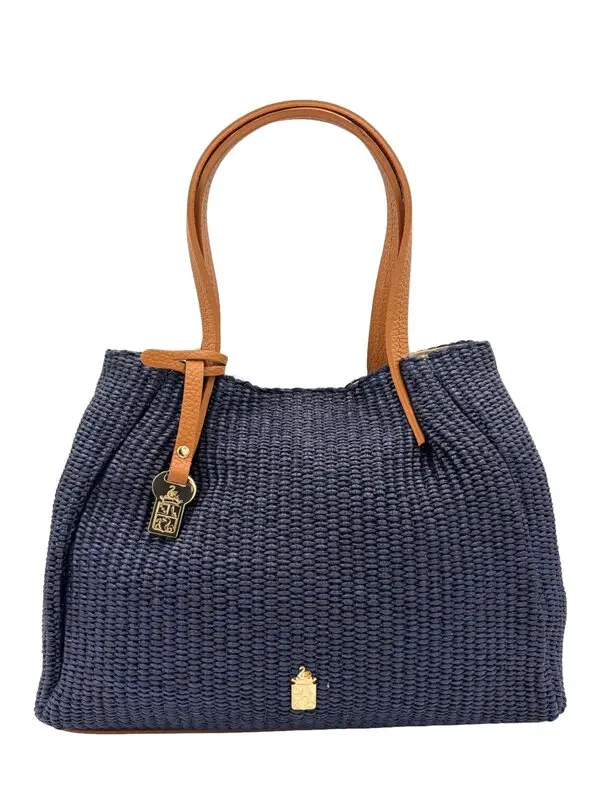 FRANCHETTI BOND Petra Raffia Tote Bag - Blue