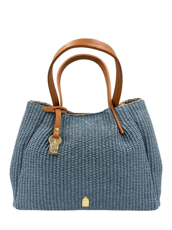 FRANCHETTI BOND Petra Raffia Tote Bag - Blue