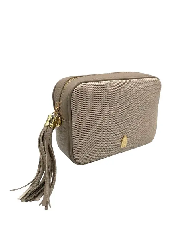 FRANCHETTI BOND Caz Italian Canvas And Leather Crossbody Bag - Blue