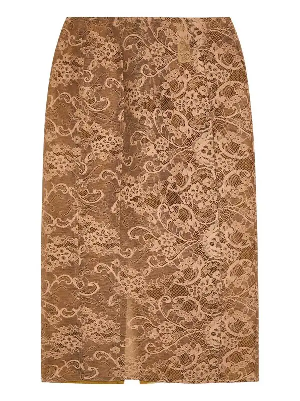 Acne Studios Floral Embroidered Lace Midi Skirt - Brown