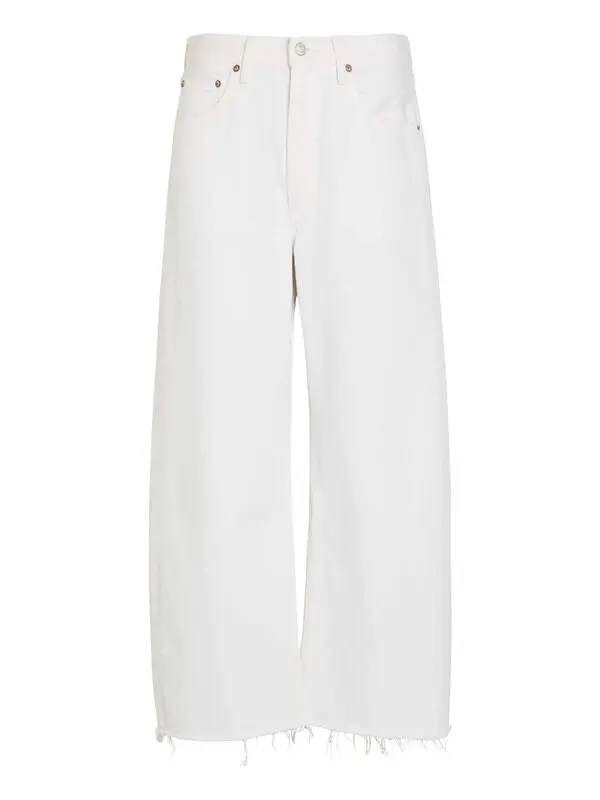 AGOLDE Low Curve Frayed Barrel-leg Jeans - White