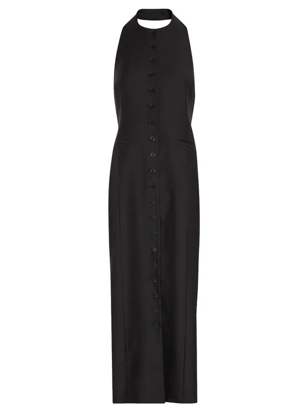 HEIRLOME Sarah Halterneck Wool And Silk-blend Midi Dress - Black
