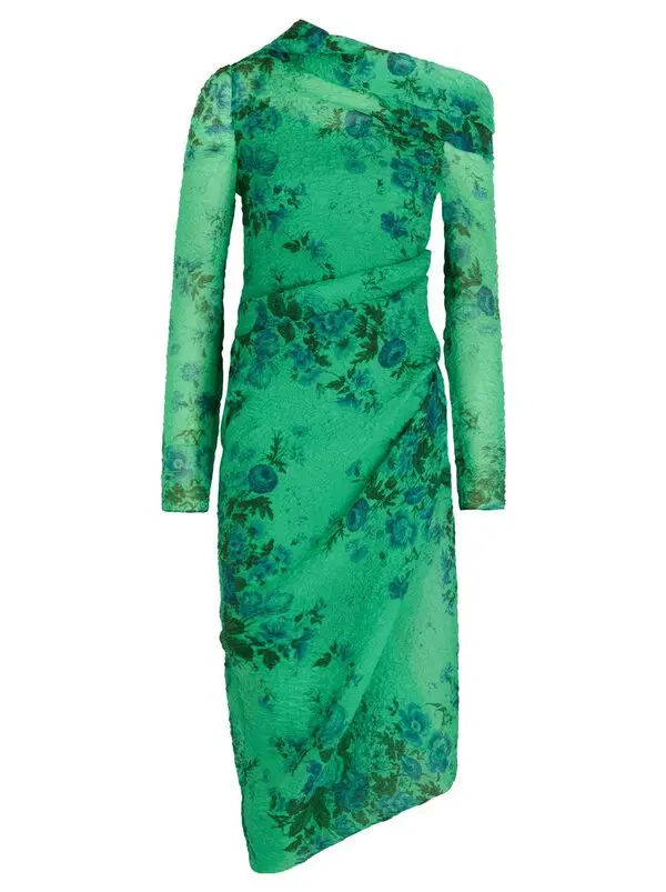 Erdem Floral Draped Midi Dress - Green