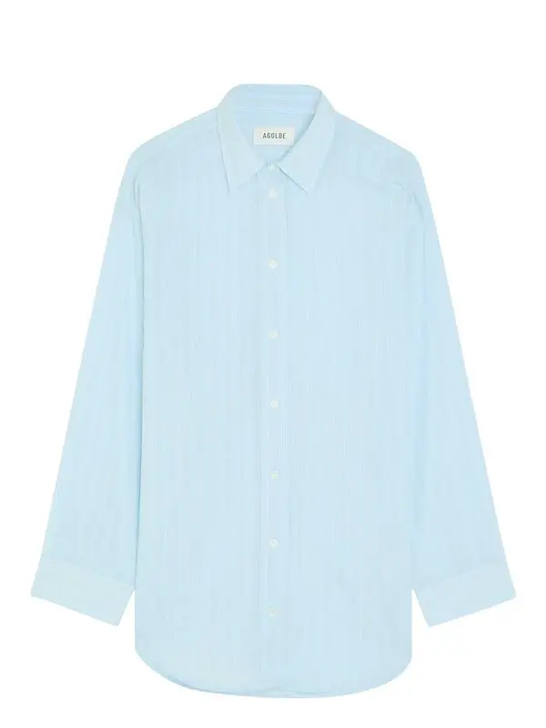 AGOLDE Sona Striped Cotton-blend Shirt - Light Blue