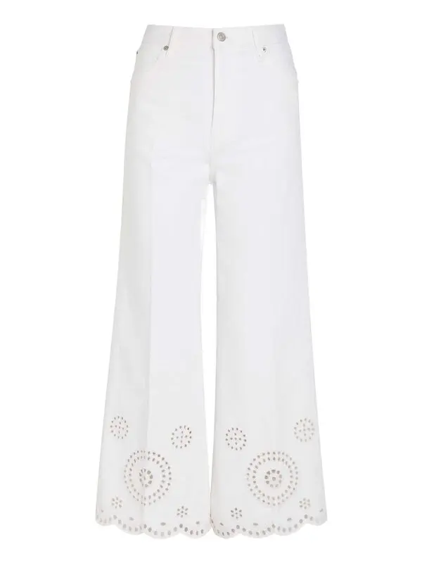 FRAME Eyelet Embroidered Flared-leg Jeans - White