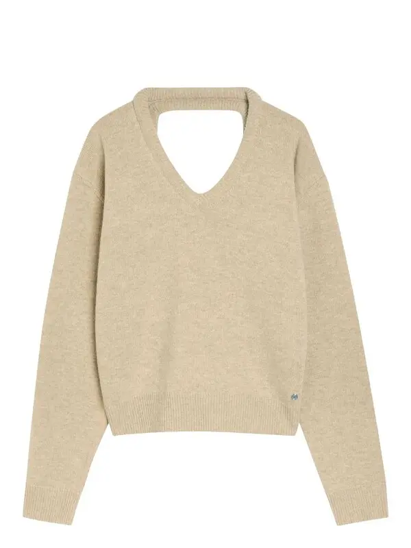Acne Studios Cut-out Ribbed Wool Jumper - Beige