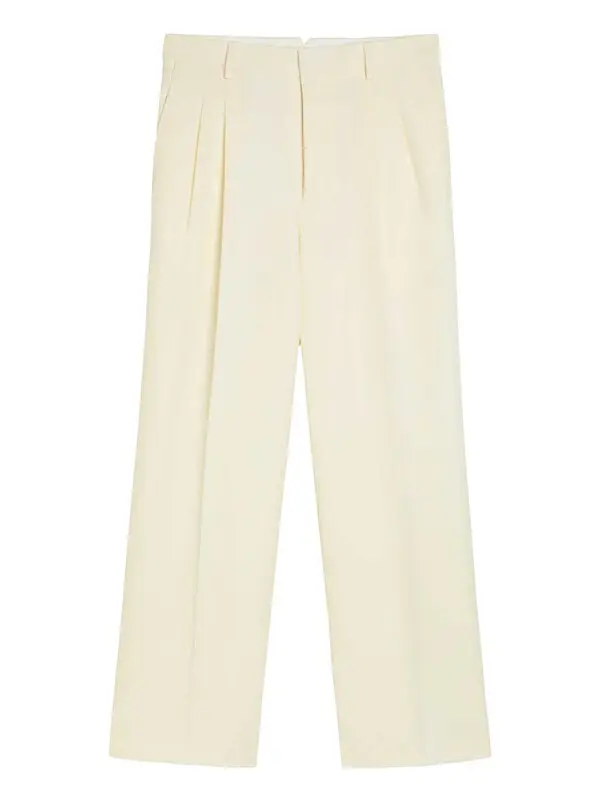 Ami Pleated Wide-leg Wool Trousers - Cream