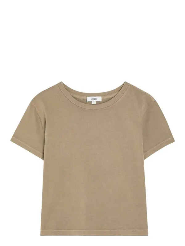 AGOLDE Shrunken Cotton T-shirt - Light Brown