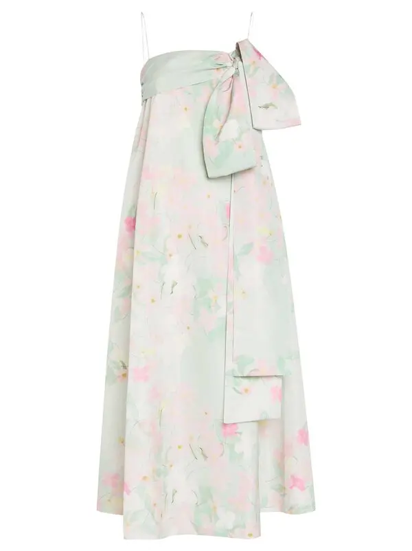 Bernadette Bailey Bow Floral-print Midi Dress - Mint
