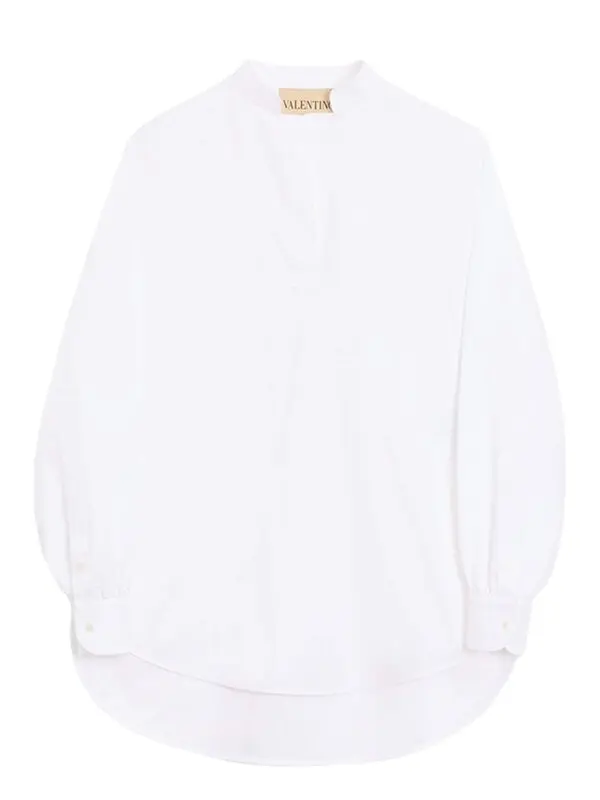 Valentino Garavani Cotton Oversized Shirt With Mandarin Collar - White