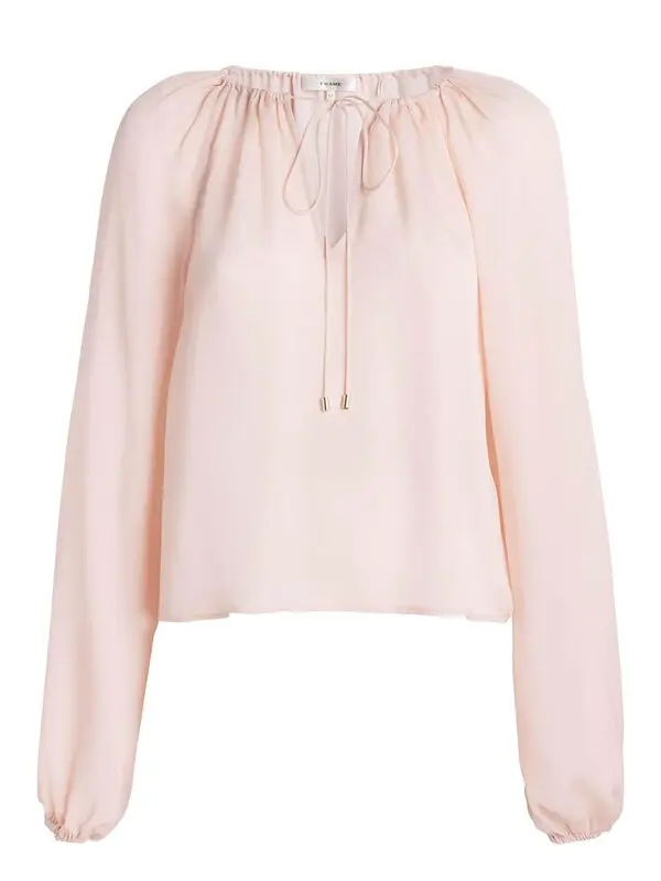 FRAME Silk Balloon Sleeve Blouse - Pink