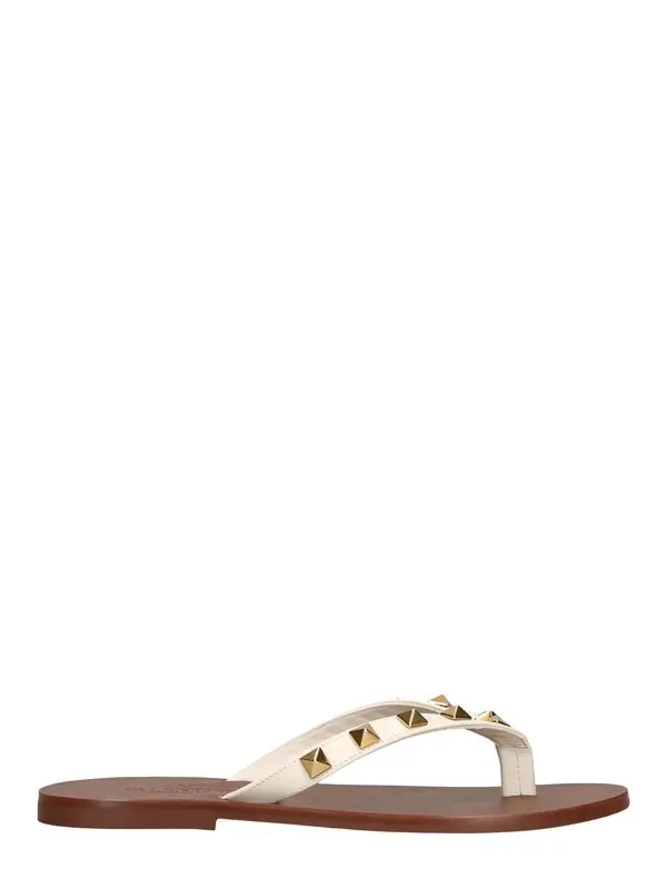 Valentino Garavani Rockstud Leather Flip Flops - White