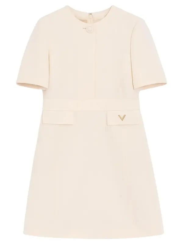 Valentino Garavani Wool-silk Crepe Mini Dress - Beige
