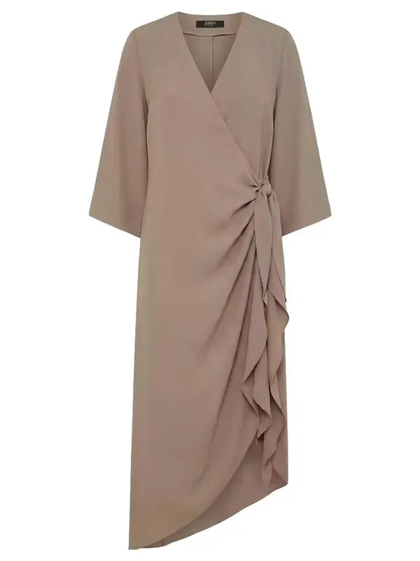 Seventy Ruffled Wrap-style Midi Dress - Brown