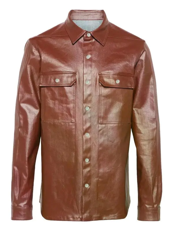 Rick Owens Coated Denim Shirt Jacket - Brown