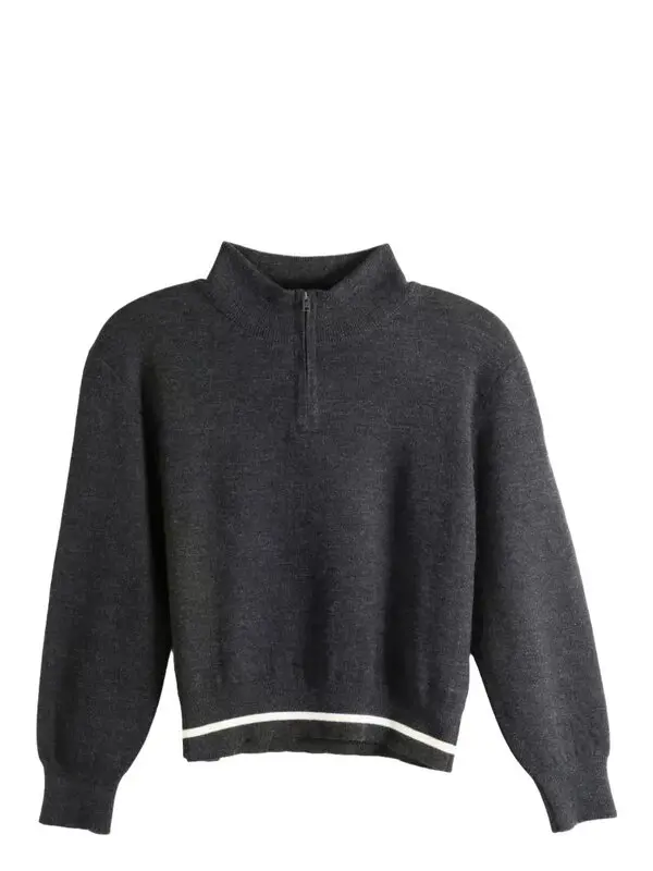 MARGARET HOWELL Half-zip Stripe Detail Sweater - Black