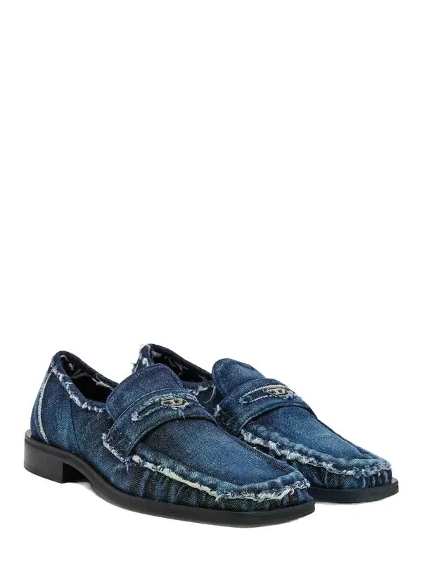 DIESEL® Distressed Denim Loafers - Blue