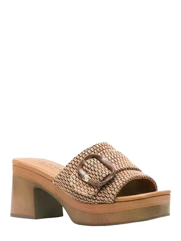 CARMELA Woven Sandals With Buckle Detail - Brown