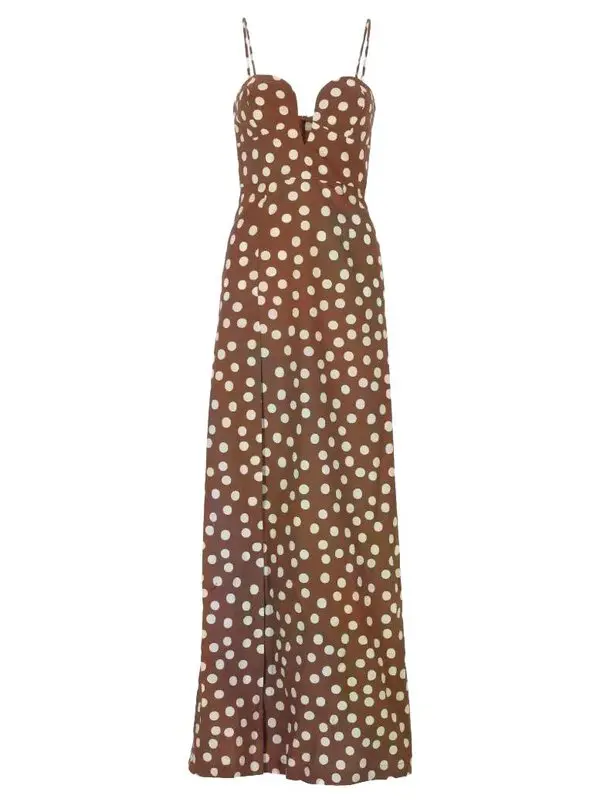 Raquel Diniz Polka Dot Maxi Dress - Brown