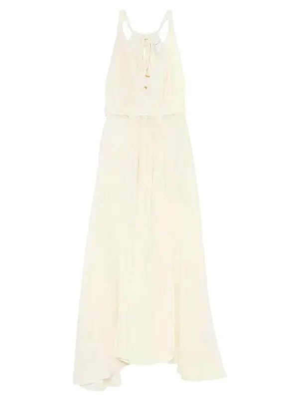 120% Lino Cream Linen Halterneck Dress - Neutrals
